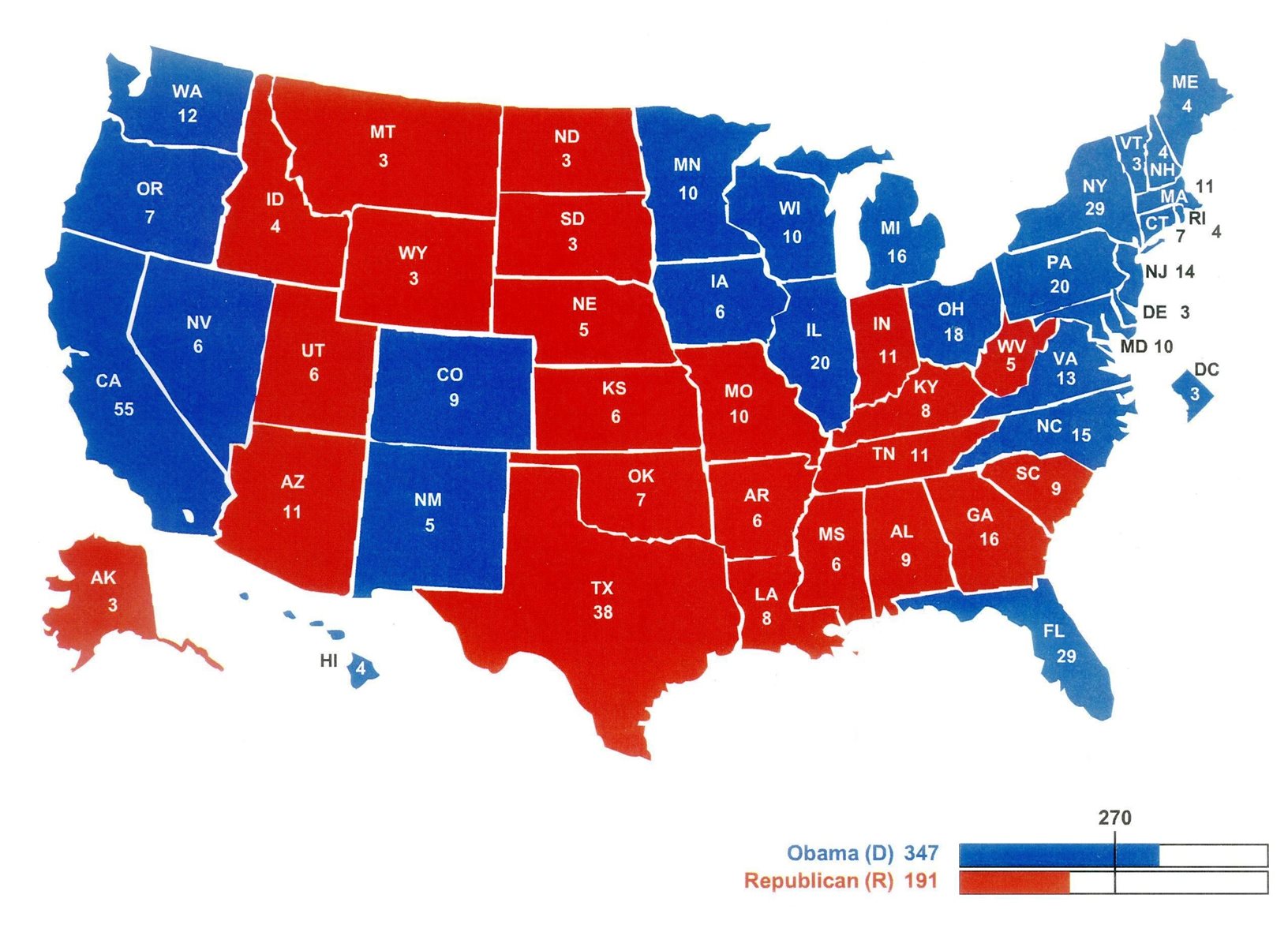 2008 Presidential Election Electoral Map United States Presidential